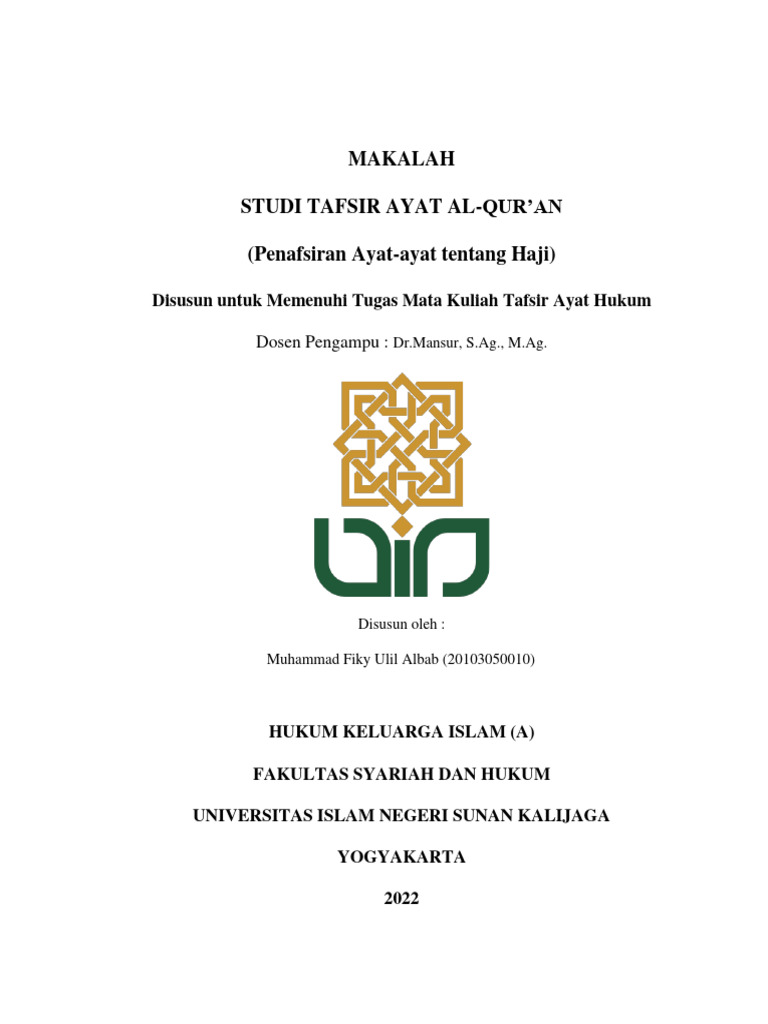 Muhammad Fikry Ulil Al-Bab - TUGAS UAS REVISI MAKALAH TAFSIR AYAT HUKUM HKI-A | PDF
