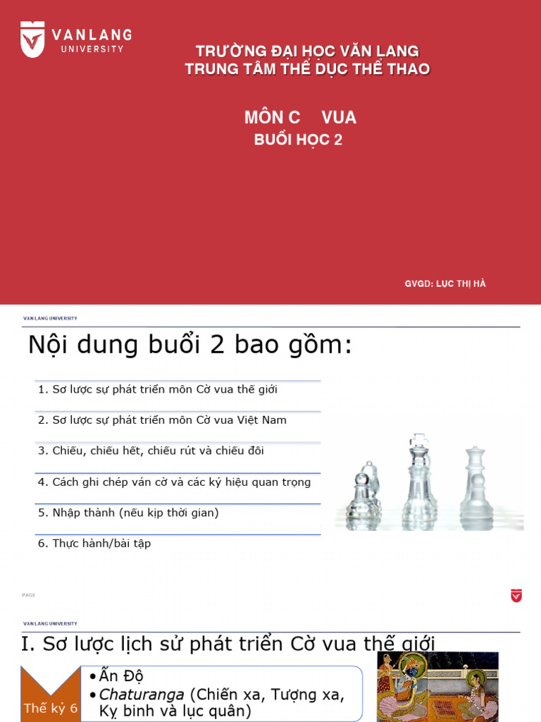 Bài giảng Cờ vua - Buổi 2 | PDF