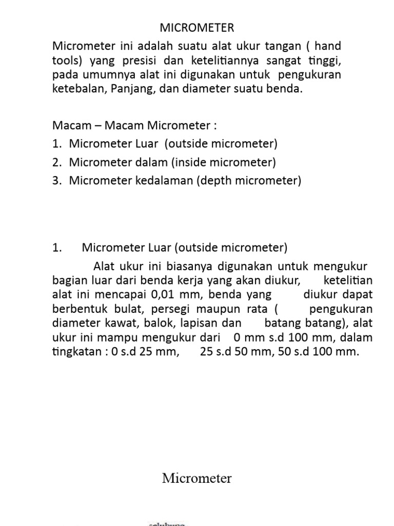 Alat Ukur Micrometer | PDF