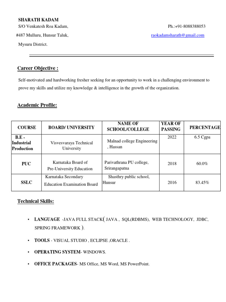 Resume Sharath | PDF