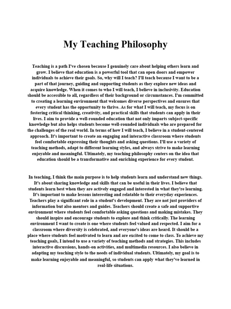 My Teaching Philosophy | PDF