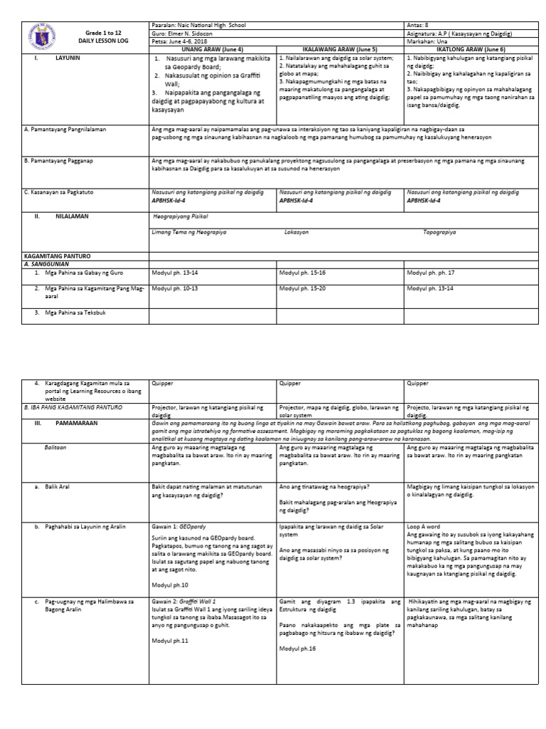 DLL 1st Grading | PDF