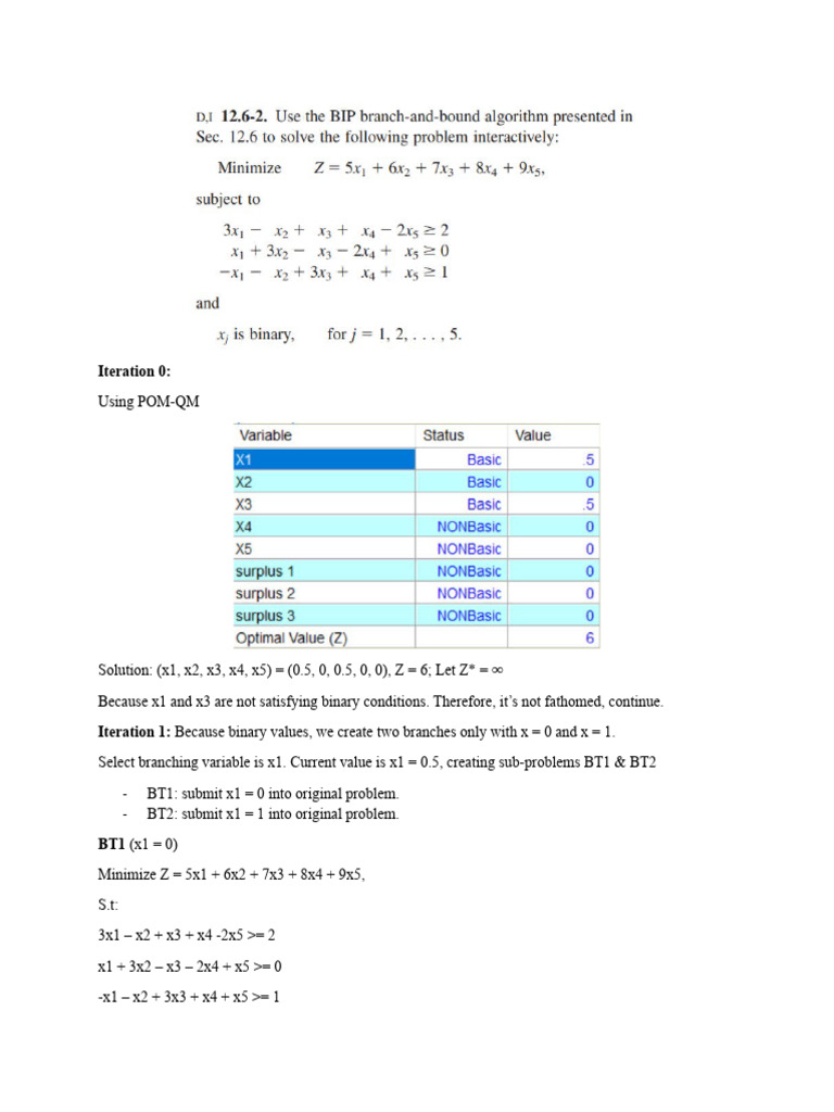 Binary Optimization Using POM-QM | PDF | Applied Mathematics | Computer Programming