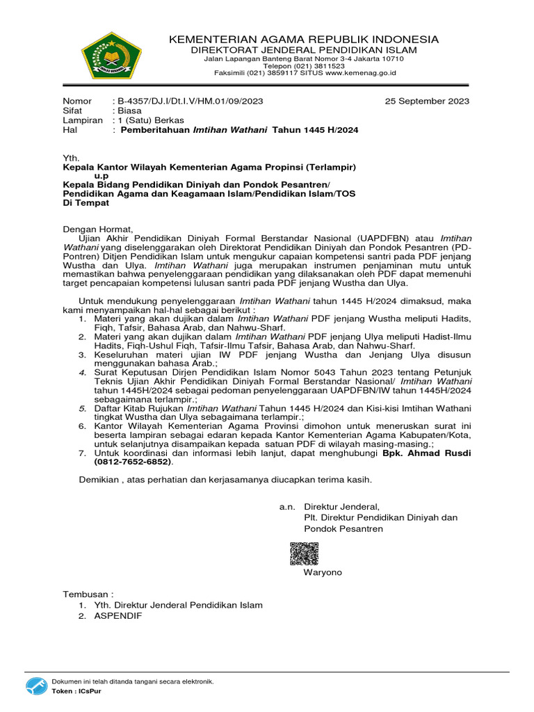 Surat Pemberitahuan IW 2024 & Lampiran | PDF