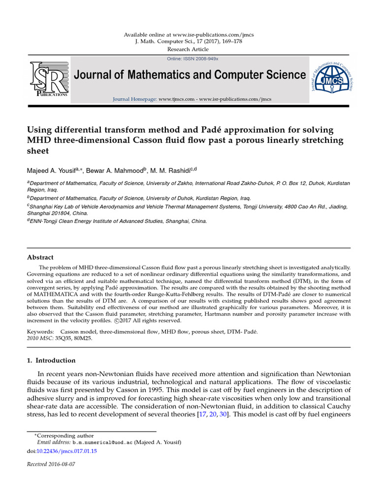 Using Differential Transform Method And Pade Approximation For Solving