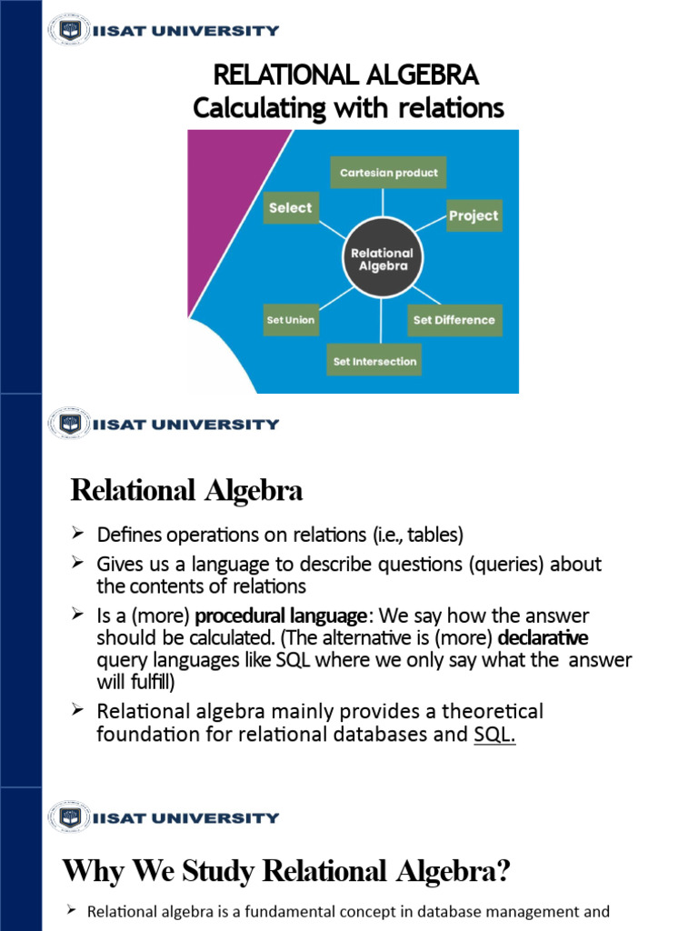 relational algebra in DBMS | PDF