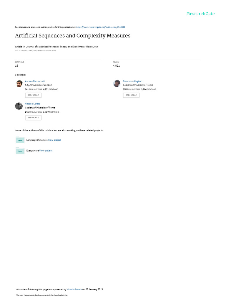 Artificial Sequences and Complexity Measures | PDF | Data Compression ...
