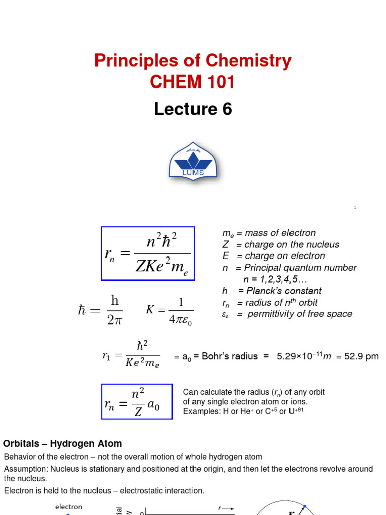 Lecture 6 Chem 101 Fall 2023 Pdf Atomic Orbital Atomic Nucleus