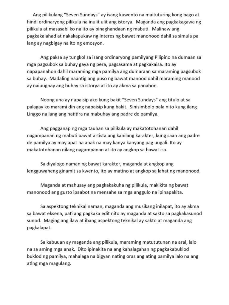 Seven Sundays Summary | PDF