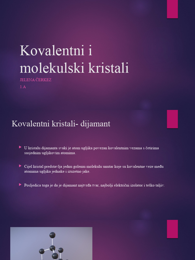 Kemija - Kovalentni I Molekulski Kristali | PDF