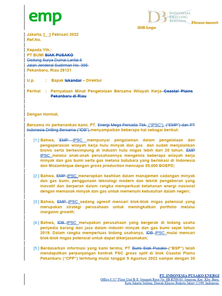 Draft LOI EMP - BSP - LOI WS | PDF