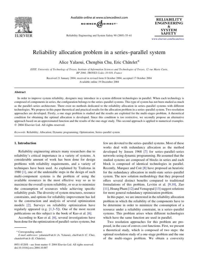 Reliability Allpcation in Series-Parallel | PDF