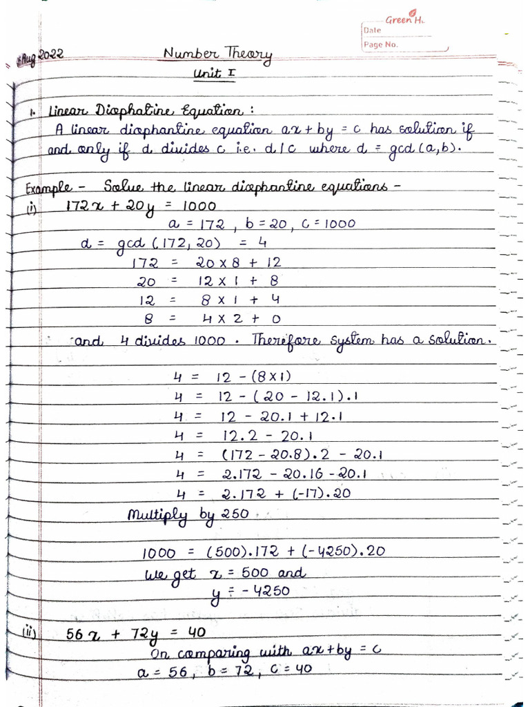 Number Theory Notes | PDF