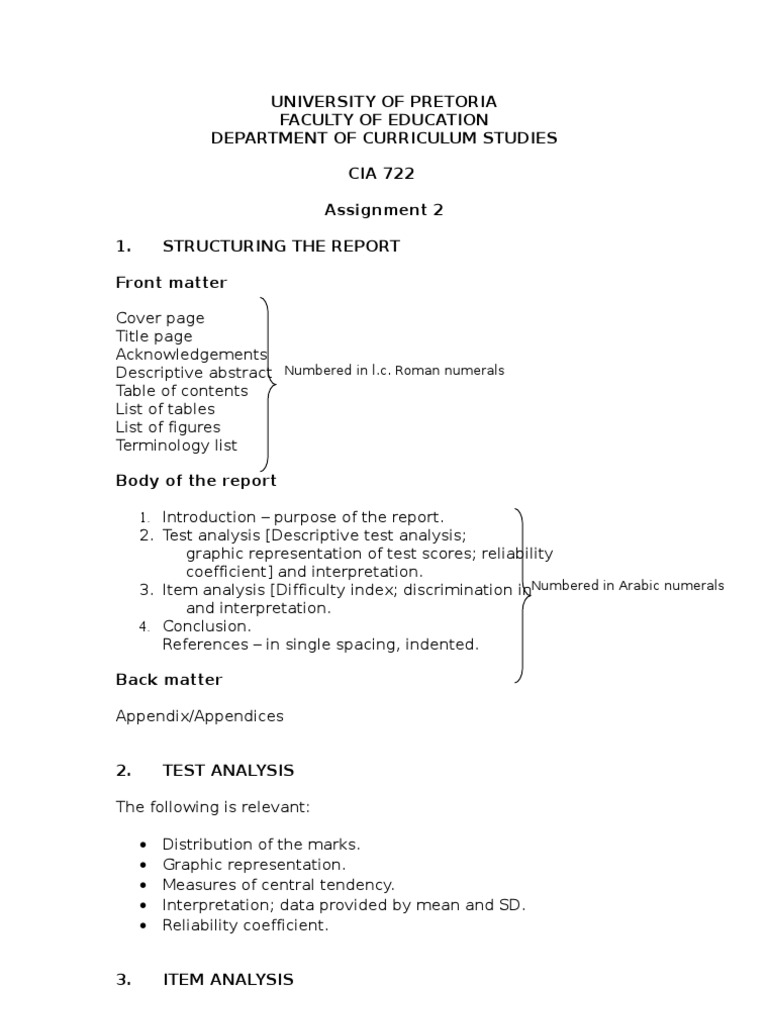 Report Structure and Test Analysis Guide | PDF