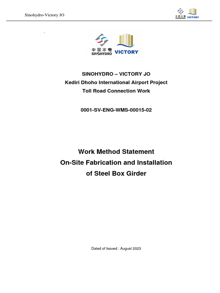 Work Method Statement of On-Site Fabrication and Installation of Steel ...