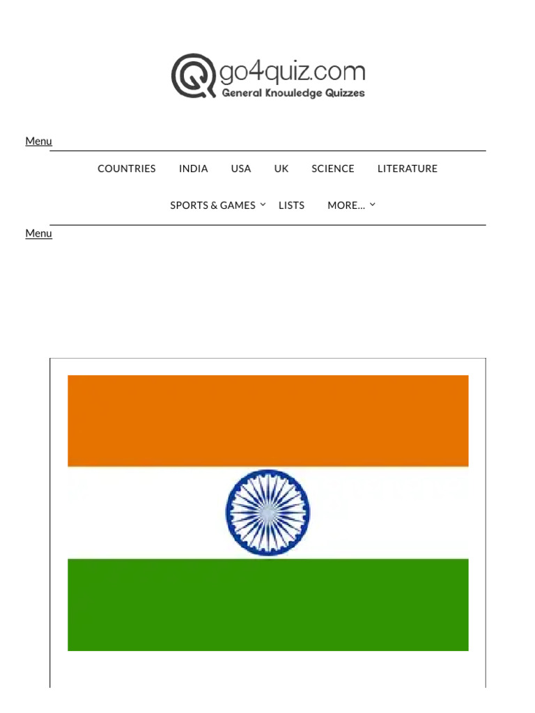 India Quiz - About India General Knowledge Quiz Questions and Answers ...