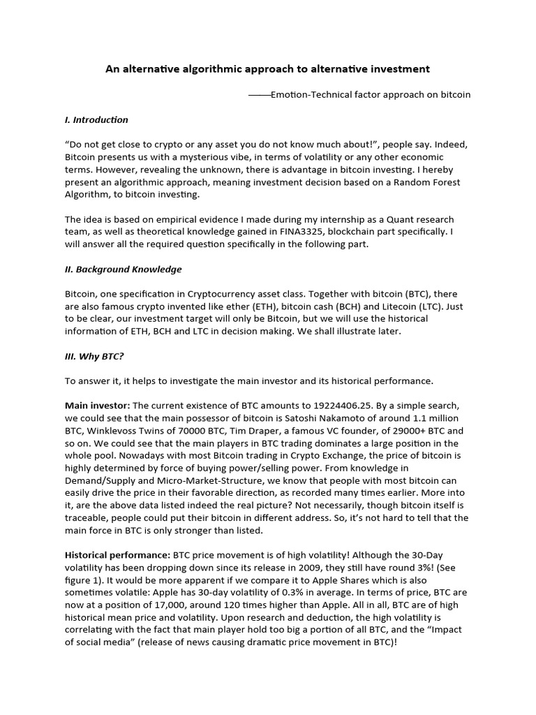An Alternative Algorithmic Approach To Alternative Investment Pdf