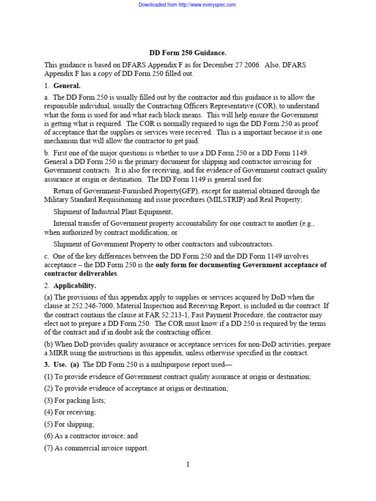 DD Form 250 Guidance 2006 | PDF | Cargo | Freight Transport