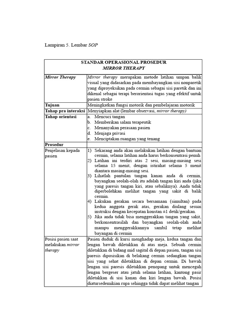 Sop Terapi Cermin | PDF