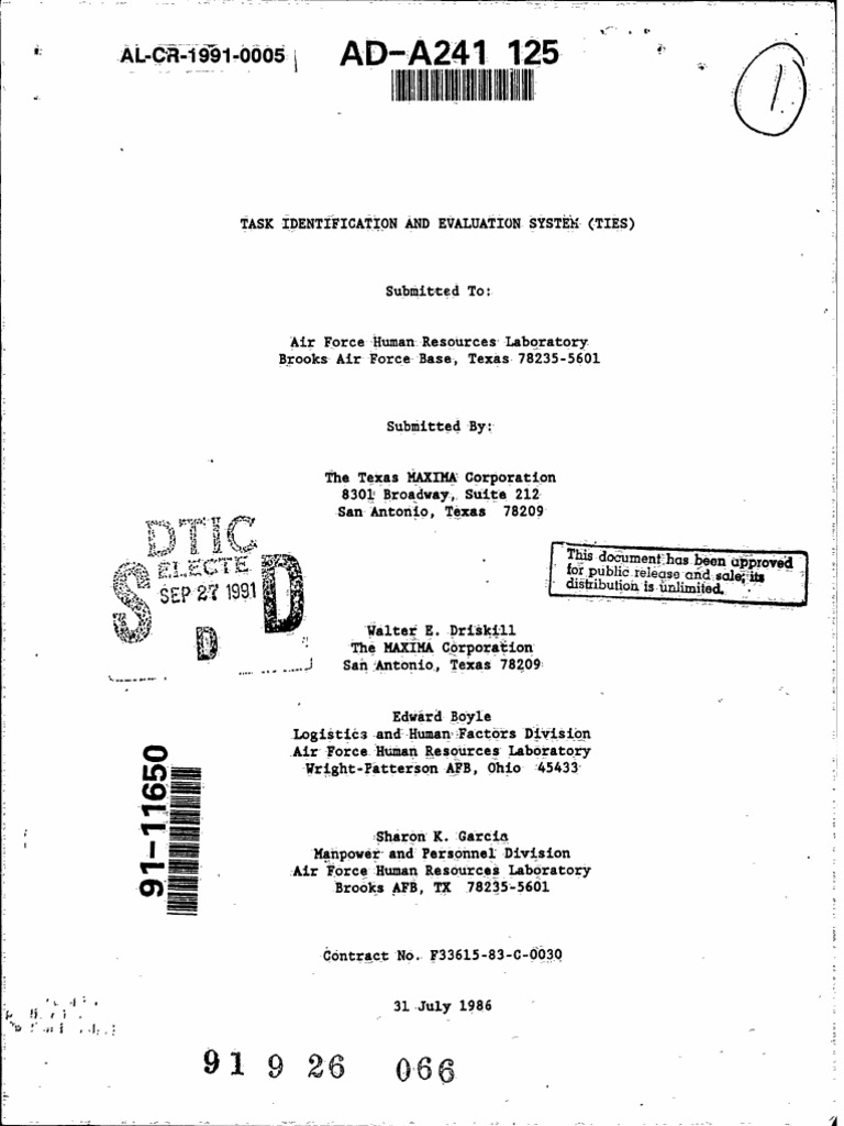 A241125 Task Identification and Evaluation Systex (Ties) | PDF | Information | System