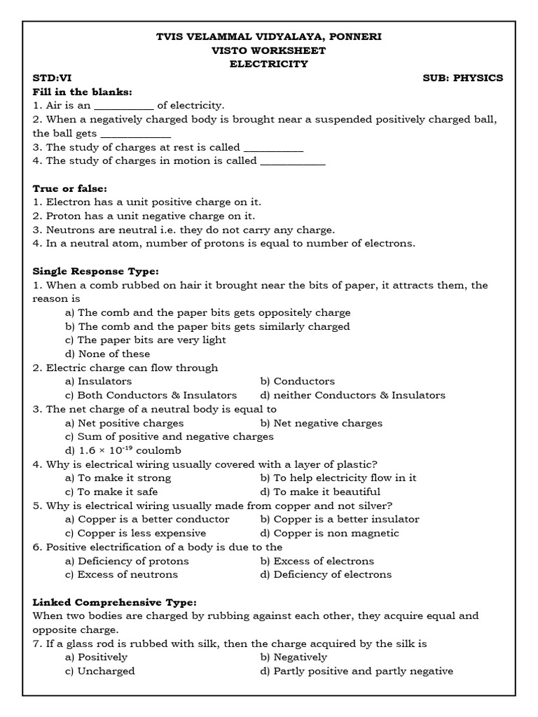 Electricity and Circuits VI CLASS | PDF | Electric Charge | Voltage