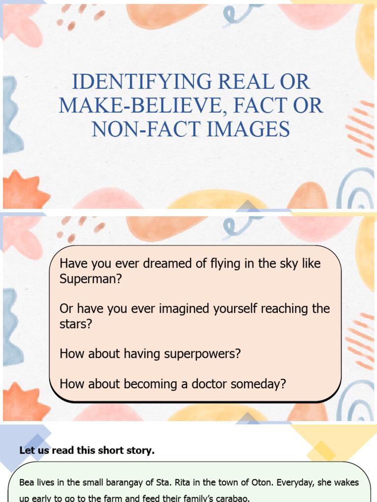 Real vs. Make-Believe Images Guide | PDF | Experience