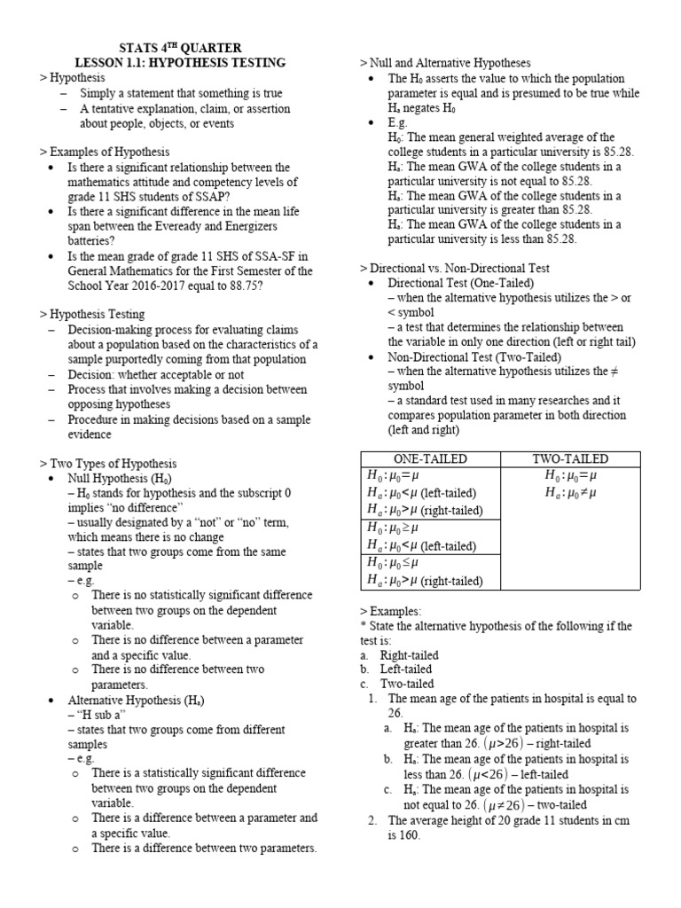 Stats 4th Quarter | PDF