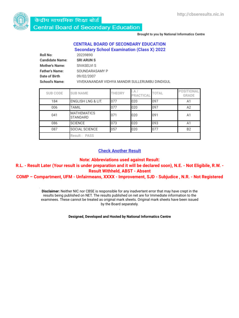 10th Marksheet | PDF