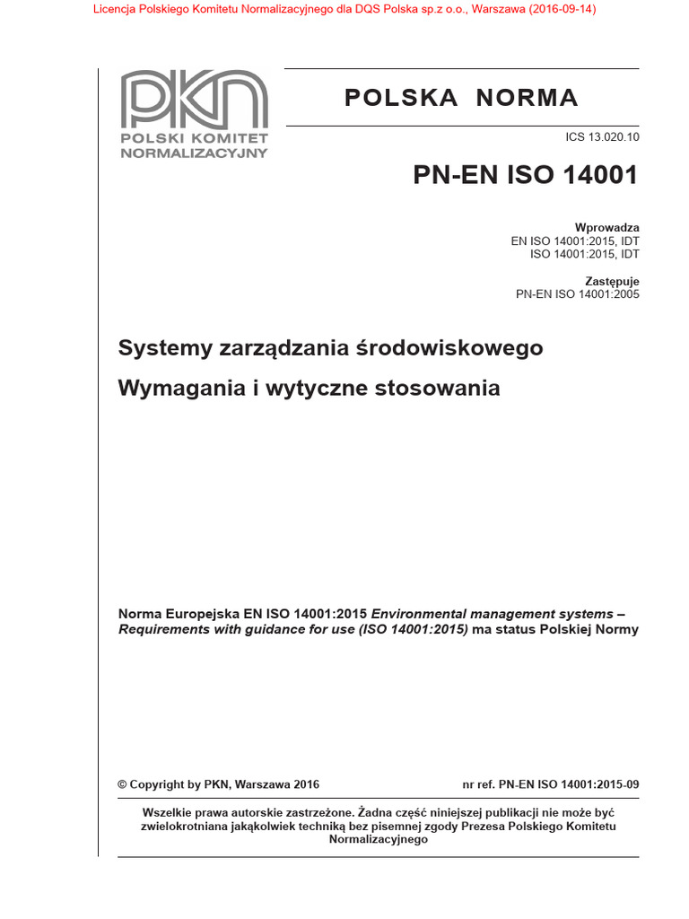 PN en Iso 14001 - 2015 09P - PKN | PDF
