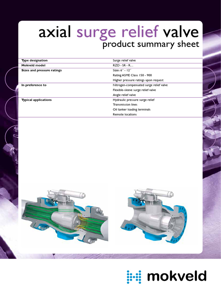 Mokveld-Product Sheet Axial Surge Relief Valve | PDF | Valve | Chemical Engineering