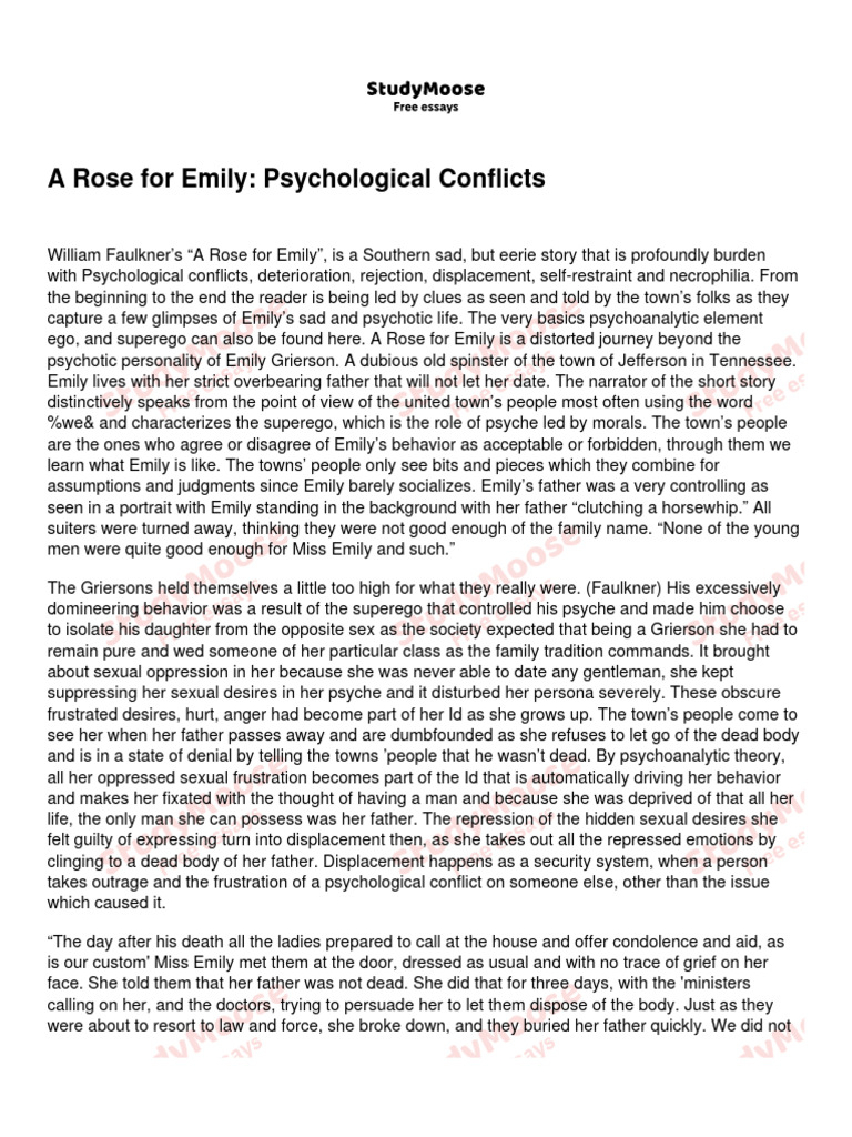 A Rose For Emily Psychological Conflicts | PDF