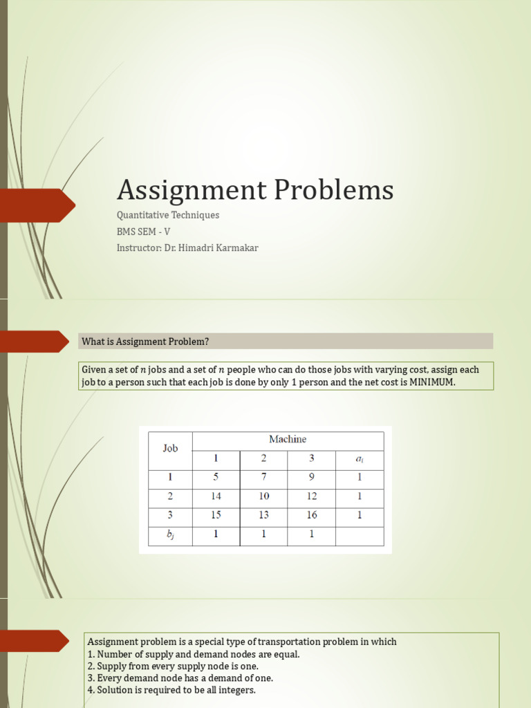 Assignment Problems Pdf Applied Mathematics Algorithms