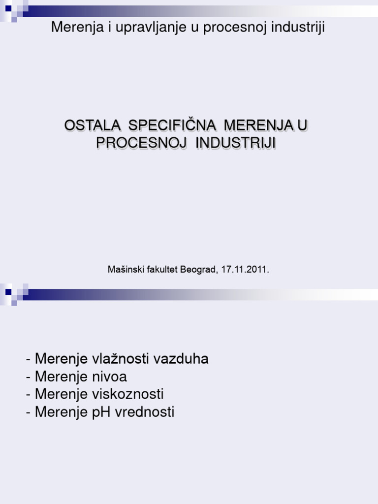 Merenje Vla++nosti, Nivoa, Viskoznosti I PH | PDF