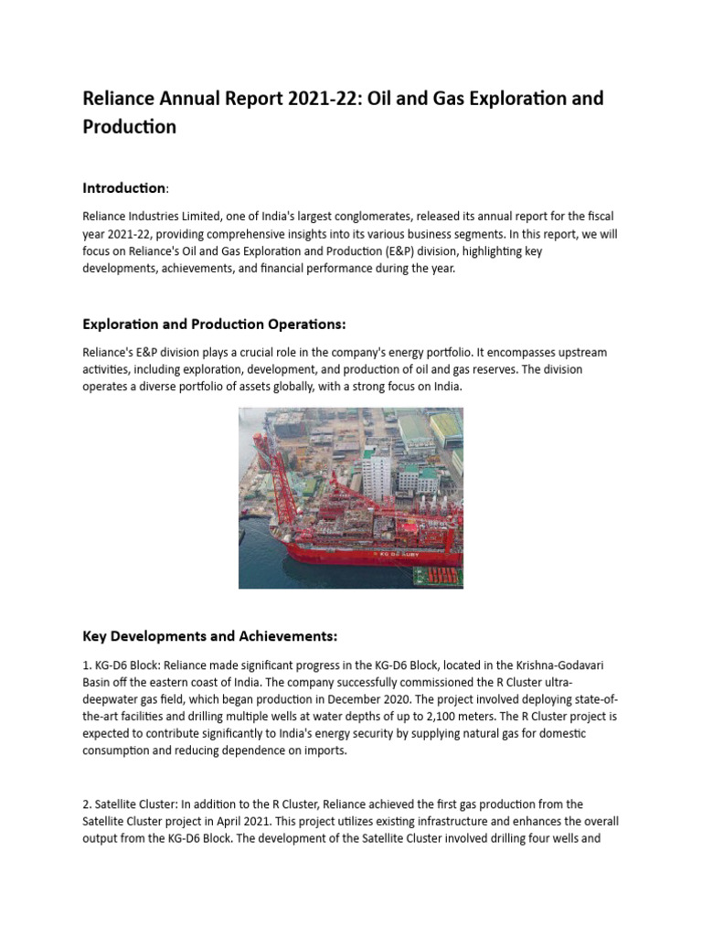 Reliance Annual Report 2021-22 | PDF | Natural Gas | Bp