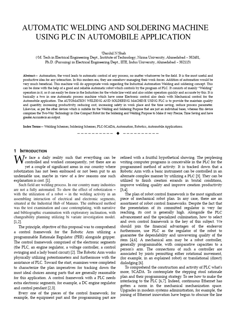 Automatic Welding and Soldering Machine | PDF | Programmable Logic ...