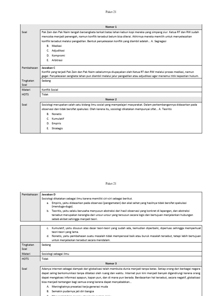 4 Latsol Harian (Sos Ke 1) - Sosiologi | PDF