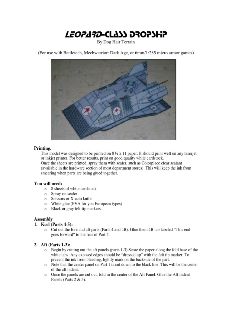 Cardboard Leopard Dropship and Instructions | PDF | Hull (Watercraft ...