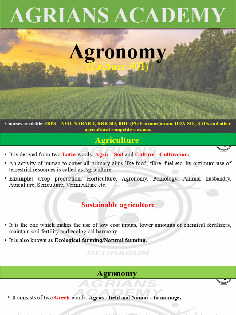 Introduction Agronomy (01) | PDF