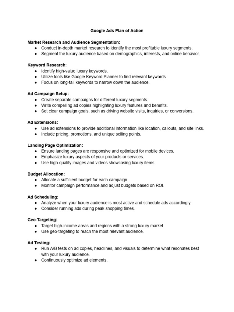Google Ads Plan and Roadmap | PDF | Search Engine Optimization | Marketing