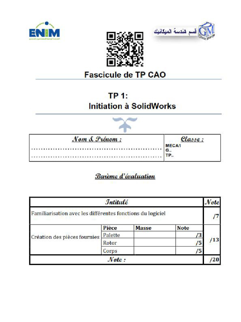Fascicule de TP CAO N 1 2022 2023 Initia | PDF