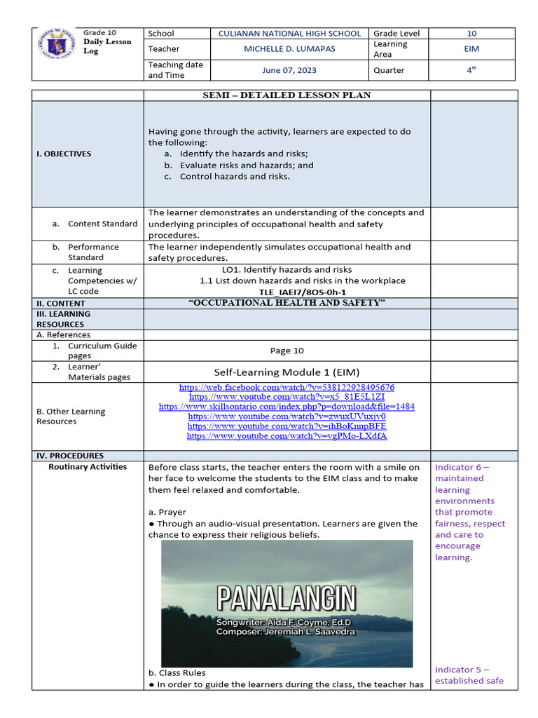 Lumapas M - Inset - LP | PDF | Hazards | Learning