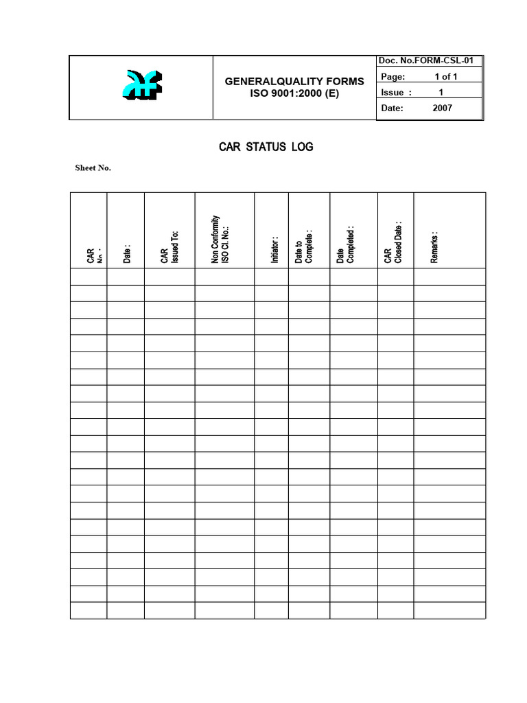 Car Status Log | PDF