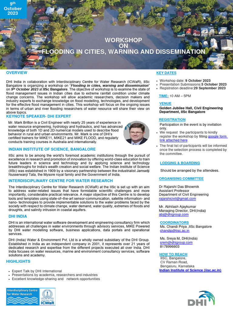 DHI Conference Flyer - IISc Bangalore Final | PDF