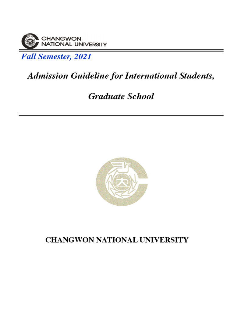 Changwon.2021 Fall Semester Admission Graudate School - English | PDF