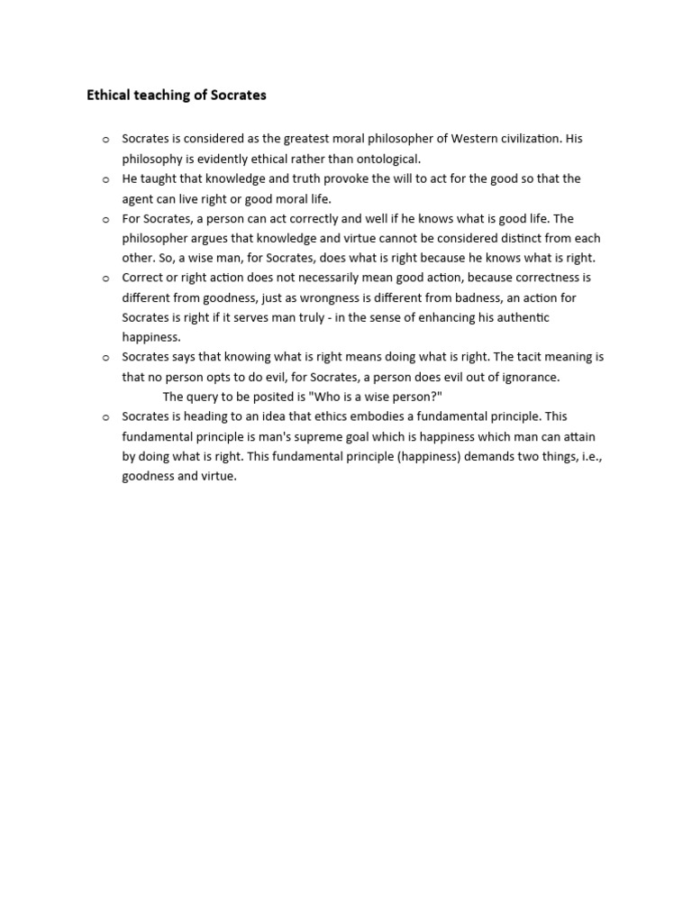 Ethical Teaching of Socrates | PDF