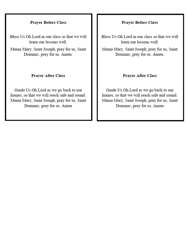 Prayer Before Class Pdf