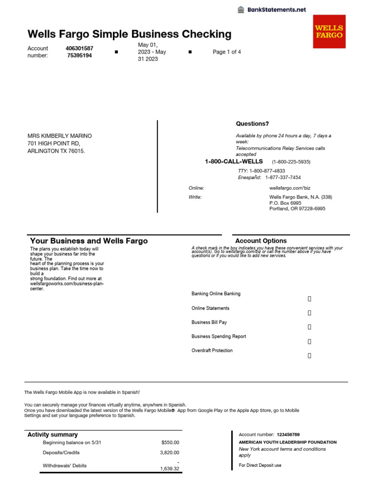 Wells Fargo Simple Business Checking | PDF | Overdraft | Banks