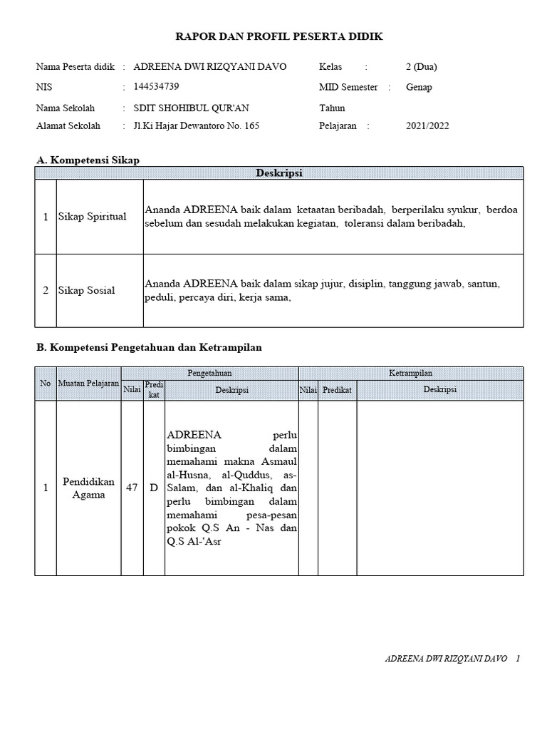 - MASTER APLIKASI RAPORT K13 KELAS 2 SMT 2 VERSI LENGKAP KD N JURNAL | PDF