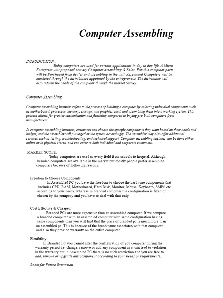 Computer Assembling | PDF | Personal Computers | Depreciation