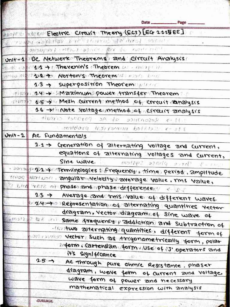 Electrical Circuit Theory | PDF
